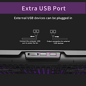 AICHESON Laptop Cooling Pad for 15.6 to 17.3 Inches PC Notebooks, 5 Fans Computer Cooler Stands with Purple Lights Desk Chiller Mat, S035