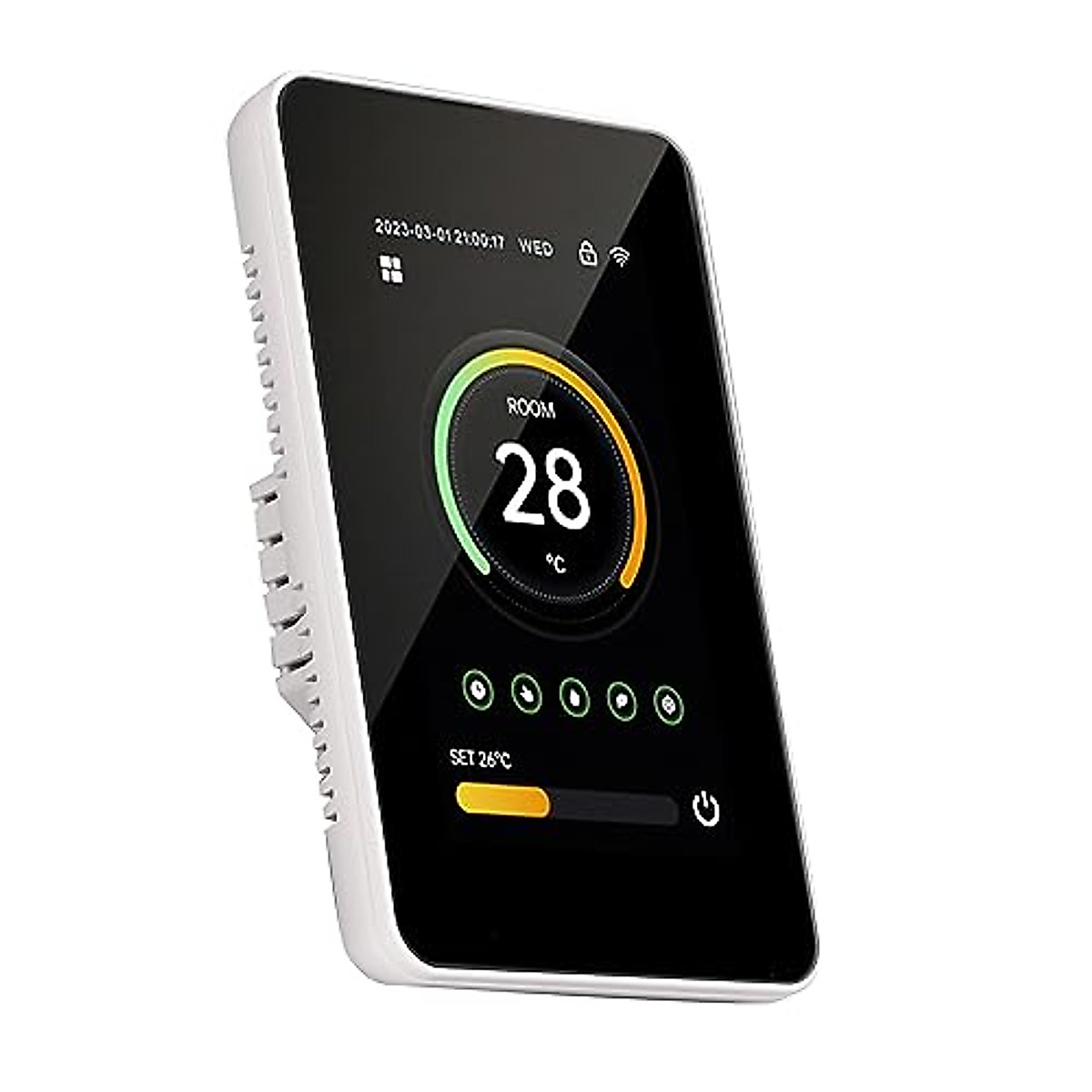 Smart WiFi Thermostat with App Control, IP20 Protection Transparent Screen 100-250VAC 1℃ Home Smart WiFi Thermostat with Screws for Water Heating (16A)