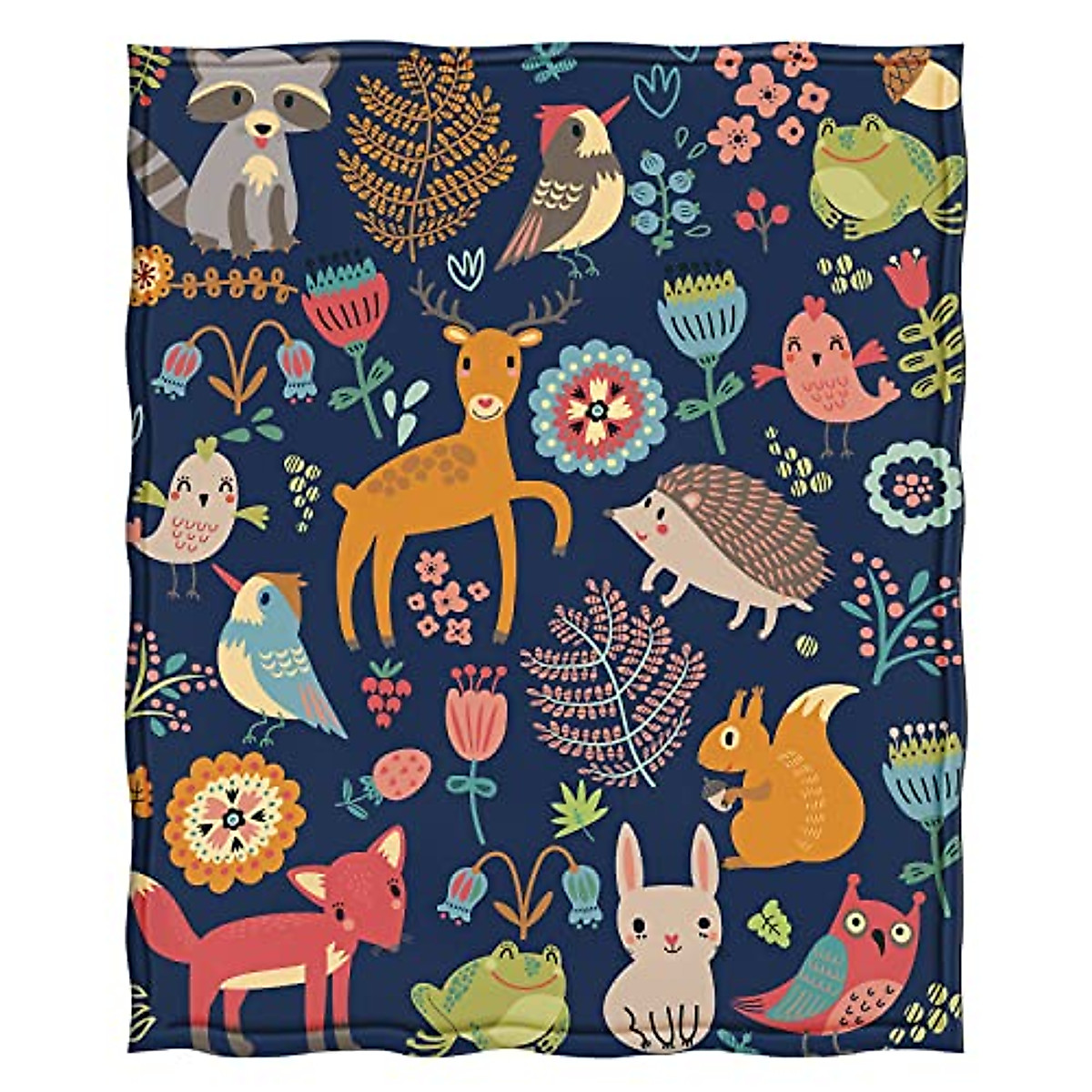 Levens Forest Animals Throw Blanket Gifts for Women Girls, Warm Deer Rabbit Owl Fox Theme Decor for Couch Bed Sofa Travelling, Birthday Christmas Soft Cozy Lightweight Blankets for Kids 50"x60"