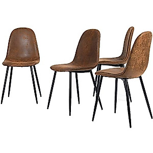 CozyCasa Dining Chairs Set of 4 Modern Style Mid Century Chair for Kitchen Dining Room Accent Chair in Dark Brown, Black Leg 16.9 in x 18.1 in x 33.9 in