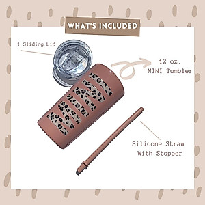 Lucky Love Mini Stainless Steel Cup for Kids - 3D Printed Leopard Insulated Tumbler with Lid and Straw Making This Toddler Straw Cup Spill Proof (Mini Blush Leopard)