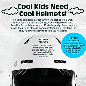 Retrospec Comstock Youth Ski & Snowboard Helmet for Kids - Durable ABS Shell, Protective EPS Foam & Cooling Vents - Adjustable Fit for Boys & Girls - Matte White, 48-51cm X-Small