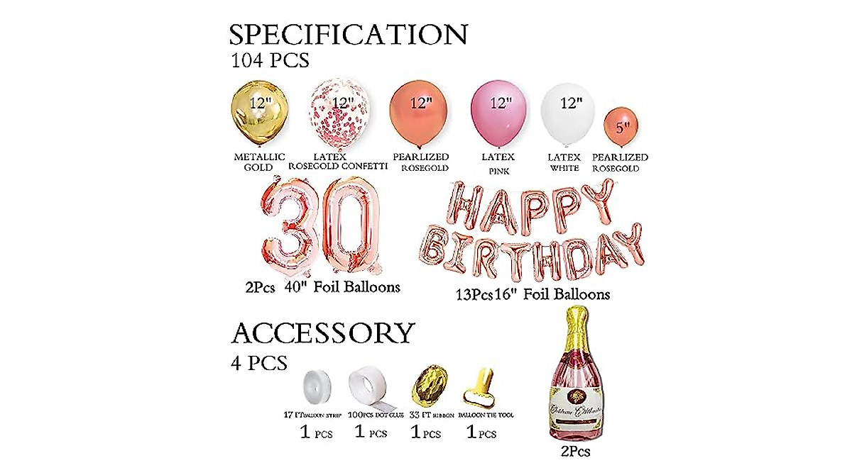 Elegant Rose Gold 30th Birthday Decorations for Her