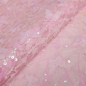 African Sequins Tulle Lace Fabric Nigerian French Butterfly Mesh Lace for Party Prom Dress Sewing 5 Yards/Lot LY3080-18 5Yards#120cm