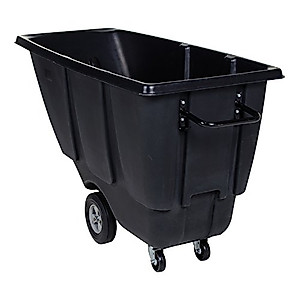 Vestil TDT-50-LD-BLACK Plastic Light Duty Tilt Truck 1/2 Cubic Yard 450 Lb. Capacity Black