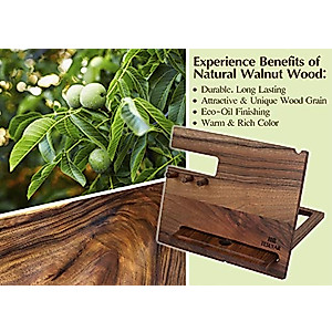 TESLYAR Natural Walnut Wood Phone Docking Station Hooks Key Holder Wallet Stand Watch Organizer Men Husband Anniversary Birthday Nightstand Purse Father Graduation Male Idea Gadgets Solid