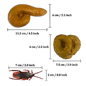HUJIU 2PCS Fake Poop and 24PCS Fake Roach Pranks for Adults Gag Gift Realistic Mischief Novelty Toys for Joke Trick Halloween April Fool’s Day Party