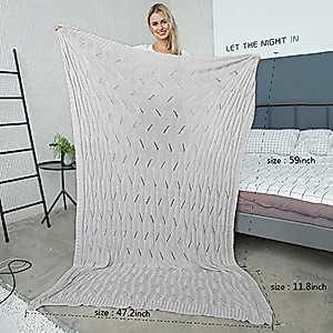 Lightweight Cooling Summer Throw Blanket, 100% Bamboo Fiber Made, Silky-Soft Smooth Knit Throws for Sofa/Bed/Travel, 47”X70”