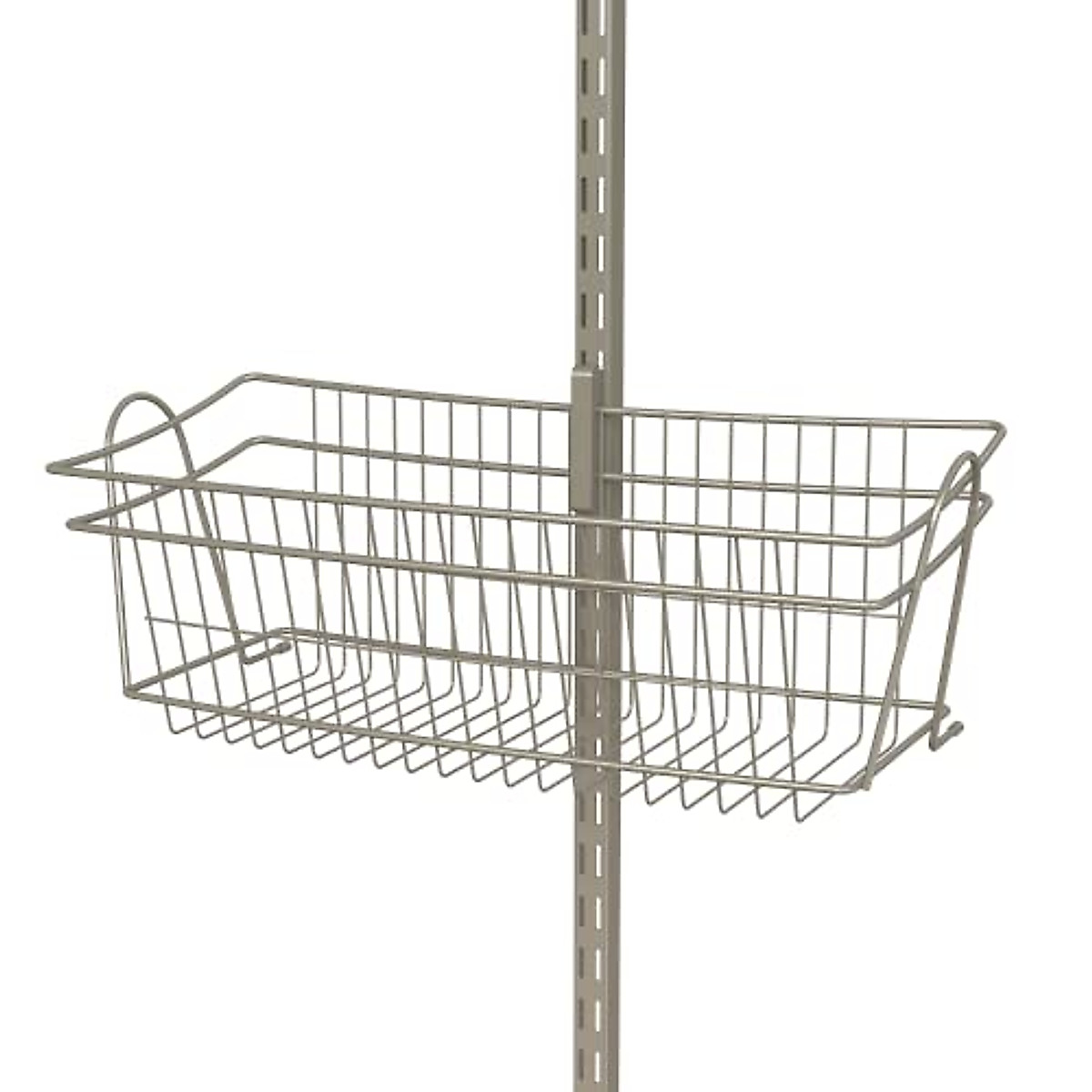 ClosetMaid 33840 ShelfTrack Wire Basket Organizer, Attaches to Standards, Closet Accessory Add On, Nickel Finish