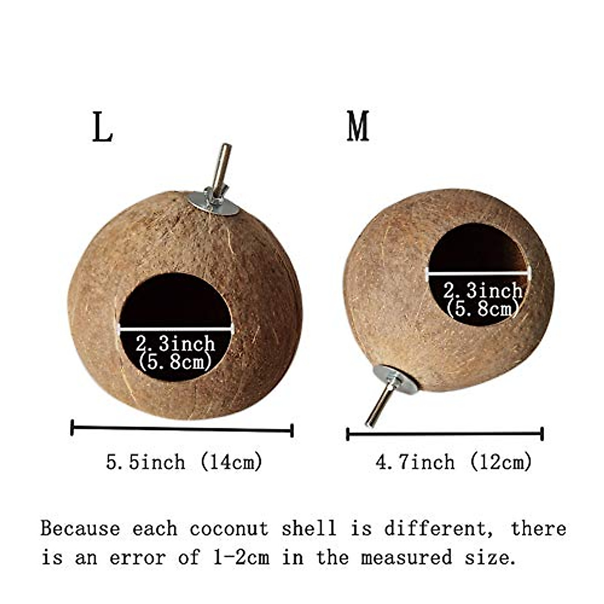 OMEM Bird Coconut House,Hamster House,Coconut Shells can Fixed in Bamboo, Birdcages, Hamster Cages (L)