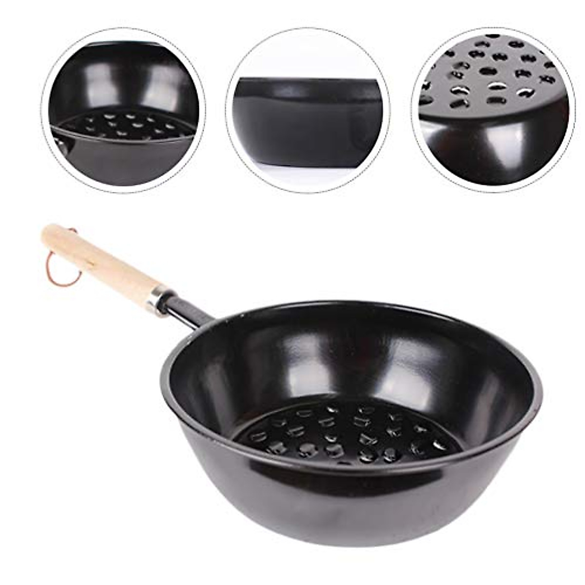 Hemoton Charcoal Burner Hookah Coal Burner Charcoal Starter Charcoal Burning Pot Hookah Bowl Barbecue Charcoal Burning Tool with Wodden Handle for Shisha Camping BBQ Black