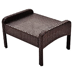 Merax Outdoor Patio PE Wicker Rattan Sofa Dining Set with Removable Cushions empered Glass Tea Table for Backyard, Poolside, Deck, Blue,6 Piece