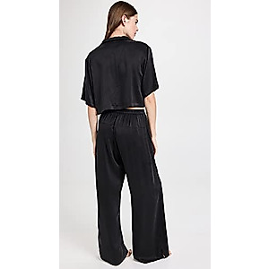 Lunya Women's Washable Silk High Rise Pant Set, Immersed Black, XS