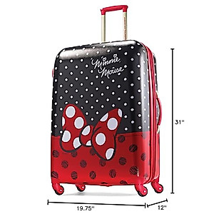 American Tourister Disney Hardside Luggage With Spinner Wheels, Minnie Mouse Red Bow, Checked-Large 28-Inch