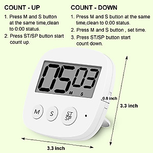 PowGrow Cooking Timer Kitchen Timer, Countdown Timer Countup Timer with Big Digits Loud Alarm for Cooking, Sports Games in Kitchen Classroom Playground, Magnetic and Back Stand
