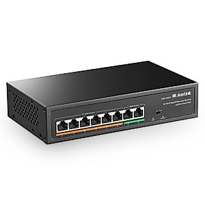 MokerLink 8 Port PoE Switch with 6 PoE+ Port, 2 Uplink, 100Mbps, 78W AI Detection IEEE802.3af/at, Fanless Metal Plug & Play Network Switch