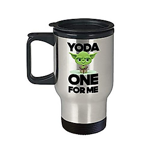 Yoda One For Me Travel Mug for Valentines Day Boyfriend Anniversary Mugs for Men or Women Funny Pun Coffee Cup