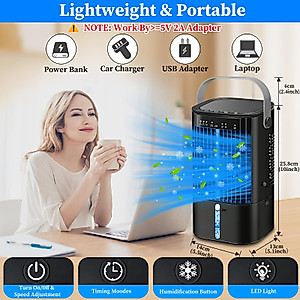 Portable Air Conditioners-Upgraded Evaporative Air Cooler,Portable AC with 3 Wind Speed & Mist, Mini Cooling Fan Personal Air Conditioner with 7 Night Light & 2-4H Timer for Bedroom Office Home-Black