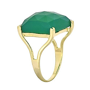 YoTreasure 18kt Gold Over Silver Green Onyx Vintage Solitaire Bold Ring