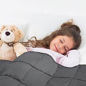 Haowaner Reversible Weighted Blanket Cool Cotton Top+Soft Minky Bottom,5lbs Plush Weighted Blankets,Premium Cozy Fleece Weight Comforter with Fuzzy,Twin/Full size(36"x48") for Kids,Childs,Toddler,Grey