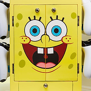 Numskull Official Spongebob Gaming Accessory Locker & Storage Stand – Holds 10 Games/DVDs, 4 Controllers, Headset, and Accessories – Durable & Compact Organizer – Official Spongebob Merchandise