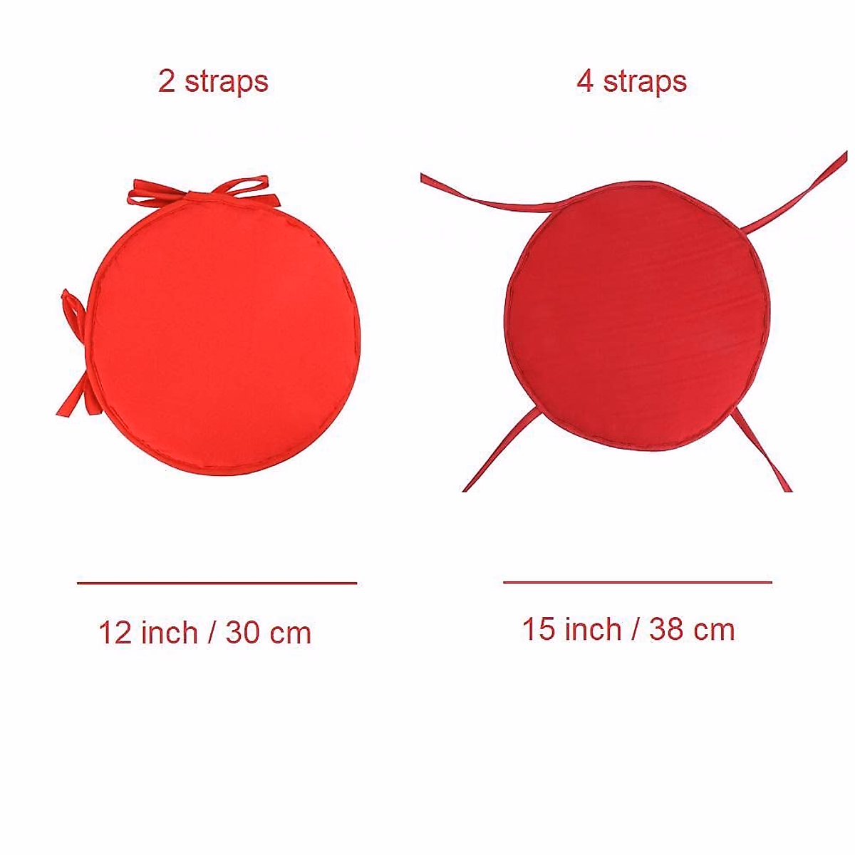 KYKHT Chair Pads for Dining Room Chairs Set of 4 - Round Cushion with Ties, Non Slip Kitchen Chair Seat Cushions