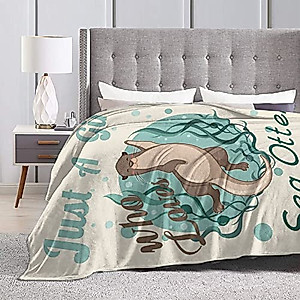 Sea Otter Throw Blanket Soft Flannel Blanket Lightweight Microfiber Blanket for Room Bed Sofa 50"X40" Inches