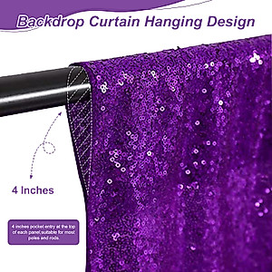 Purple Sequin Backdrop Curtain 4 Packs 2ftx8ft Sparkly Glitter Wedding Party Photography Background Drapes for Birthday Prom Decoration