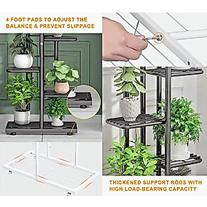 yeavs Plant Stand Shelf 6 Tier Indoor Outdoor, Flower Pot Holder Rack for 7 Pots, Plants Organizer Garden Home Office Living Room Balcony Patio (White)