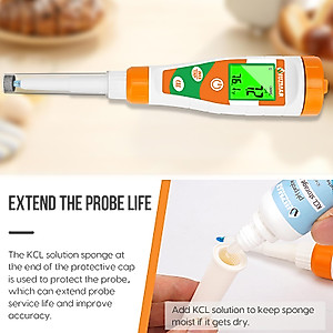 UIUZMAR pH Tester for Food Digital pH Meter for Sourdough Starter and Dough Spear Sensor Food pH Kit Works for Fermented Sausages Cheese Sushi Rice Canned Jam Soapmaking and Other Solid Semi-Solid