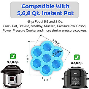 Silicone Egg Bites Molds With Built-In Handles and Trivet, Fits 5,6,8 Qt Instant Pot and Other Similar-Sized Pressure Cookers, Steamers and Baking Accessories, Set of 2