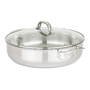 Viking Culinary 3-Ply Stainless Steel Cookware Set, 17 piece, Includes Pots & Pans, Steamer Insert & Glass Lids, Dishwasher, Oven Safe, Works on All Cooktops including Induction