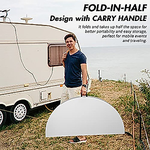 Vilobos Round Folding Table, 4.4-Foot 53” Dia Portable Plastic Table Comfortable for 6 to 8 Seat, Party Banquet Table for Conference Card Camping Wedding Dining Outdoor Picnic Family Festival Events