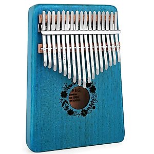 Kalimba Thumb Piano 17 Keys, Portable Mbira Finger Piano Gifts for Kids and Adults Beginners, Easy to Learn Finger Piano Music, Ocean Blue