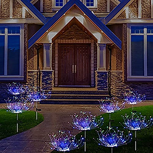 4Pack Firework Solar Lights Outdoor, Solar Garden Decorative Lights, Solar Walkway Lights Waterproof, 35 Copper Wires String Lights for Christmas, Pathway, Patio, Flowerbed