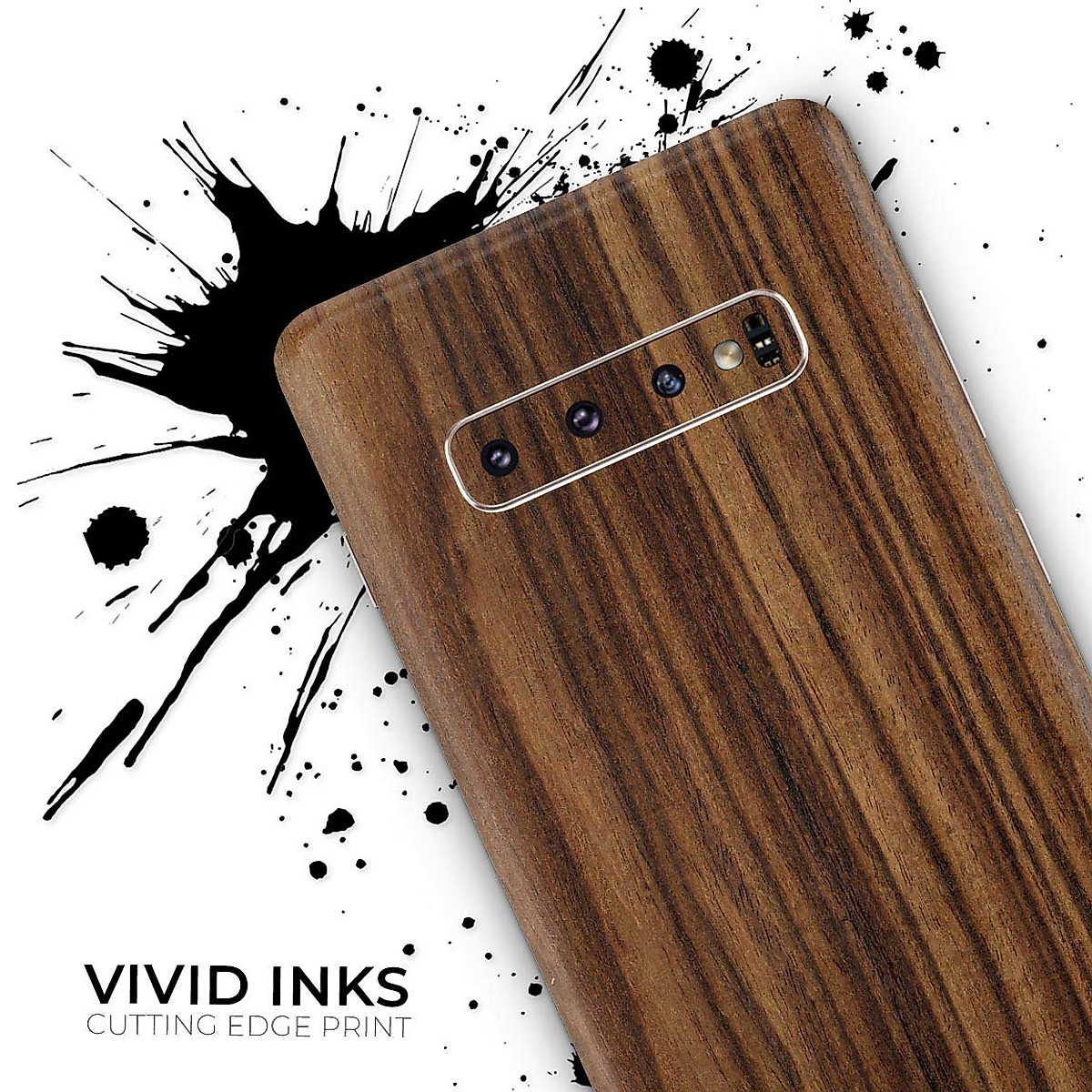 DesignSkinz Bright Ebony Woodgrain | Protective Vinyl Decal Wrap Skin Cover Compatible with The Samsung Galaxy S9 Plus (Full-Body, Screen Trim & Back Glass Skin)
