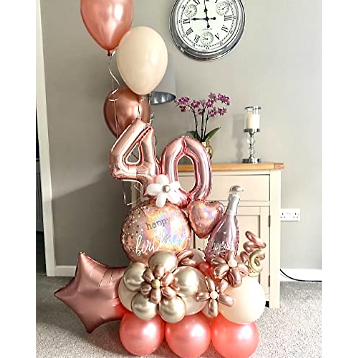 Rose Gold Birthday Party Balloons, 50pcs12 Inch Birthday Balloons Rose Gold White Confetti Balloons For Girls Birthday Party decorations