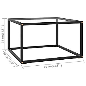 QJBSAVVA Coffee Table Black with Tempered Glass 23.6"x23.6"x13.8",Bedside Tables Side Tables End Tables Entrance Tables Suitable for Meeting Rooms, Reception Rooms, Offices