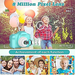 Zeacool Kids Camera,HD Digital Video Camera,Childrens Toys for 3 4 5 6 7 8 9 Year Old Boys/Girls,Selfie Camera for Kids,Christmas Birthday Gifts with 32GB SD Card (Green)