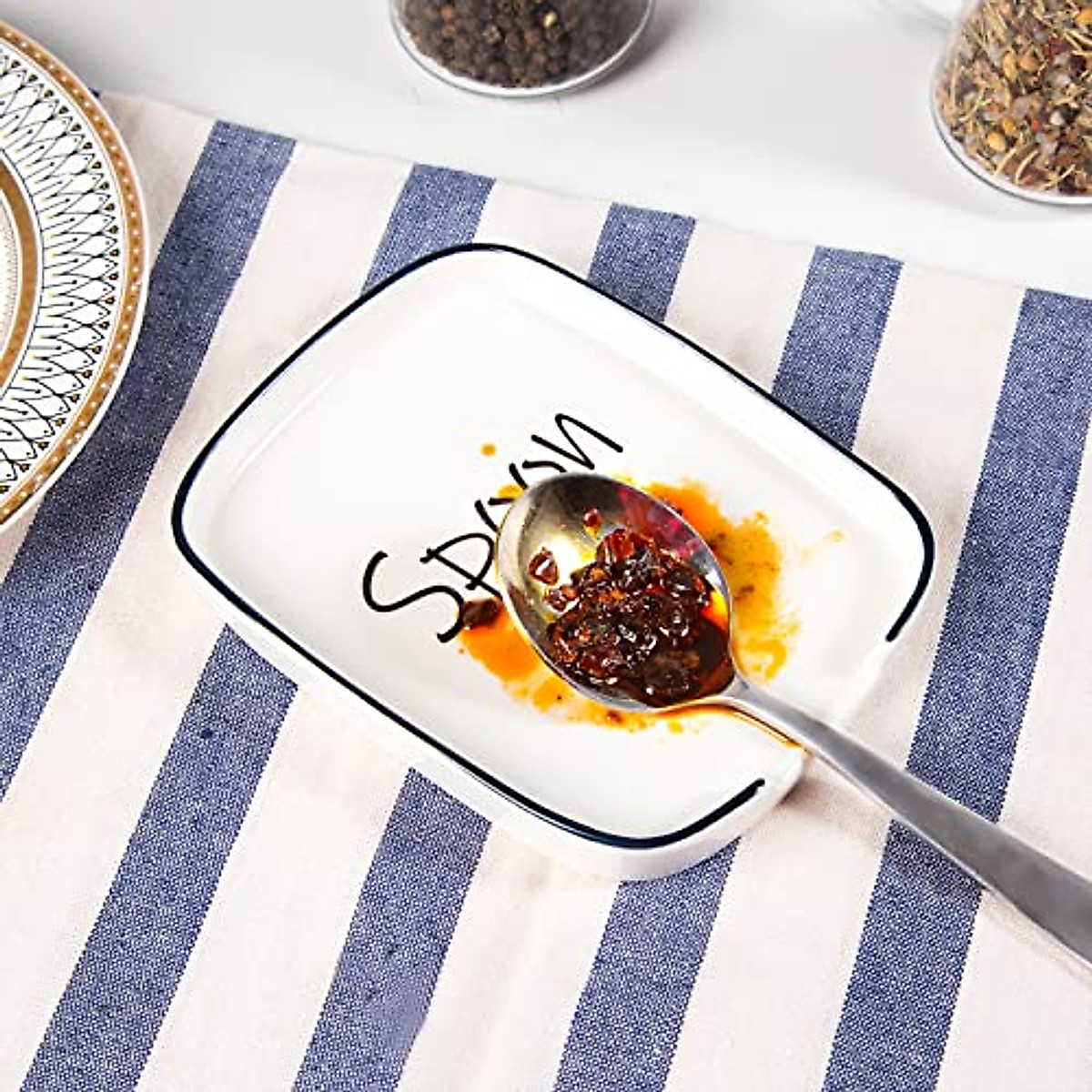 Spoon Rest For Kitchen Counter, 5.8×4.45 Inch, Ceramic Spoon Holder For Stove Top or Counter Top, Perfect for Placing Kitchen Utensils, Ladle, Coffee Spoons, Cooking spoons, Spatula, Tongs & More