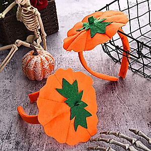WILLBOND 2 Pieces Halloween Pumpkin Headbands Pumpkin Hair Hoops Pumpkin Hair Band Halloween Costume Party Headwear Accessory