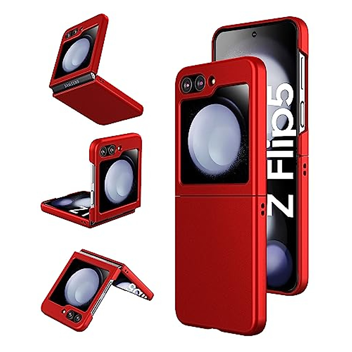 Foluu Slim Fit Case for Samsung Galaxy Z Flip 5 Case, Ultra Thin Matte PC with Non-Slip Grip Full Protection Protective Cover for Samsung Galaxy Z Flip5 5G 2023 (Red)