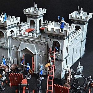 Medieval Castle Toy, Castles Knights Soldiers Model Kit Knight Figures Playset Fort Building Kit, DIY Assembled Castle Model Set, Playset Gifts(Type A)