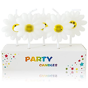 BBeitoo Daisy Birthday Candles - Cute Birthday Candles That Can Be Used for Cake Decoration, Unique Yellow Smilley Face Candle, Suitable for Birthday Cakes, Desserts, and Parties