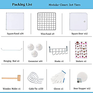 BRIAN & DANY Portable Wardrobe Closet for Hanging Clothes, Bedroom Armoire with Doors, Modular Cabinet for Space Saving, Ideal Storage Organizer Cube for Books, Toys, Towels (12-Cube), White