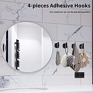 Newfun 10Pcs Matte Black Bathroom Hardware Set - Includes 24&18inch Towel Bar, Robe Hook, Toilet Paper Holder, 2 Pack 5 Piece Bathroom Accessories Set Stainless Steel Wall Mounted (Matte Black)