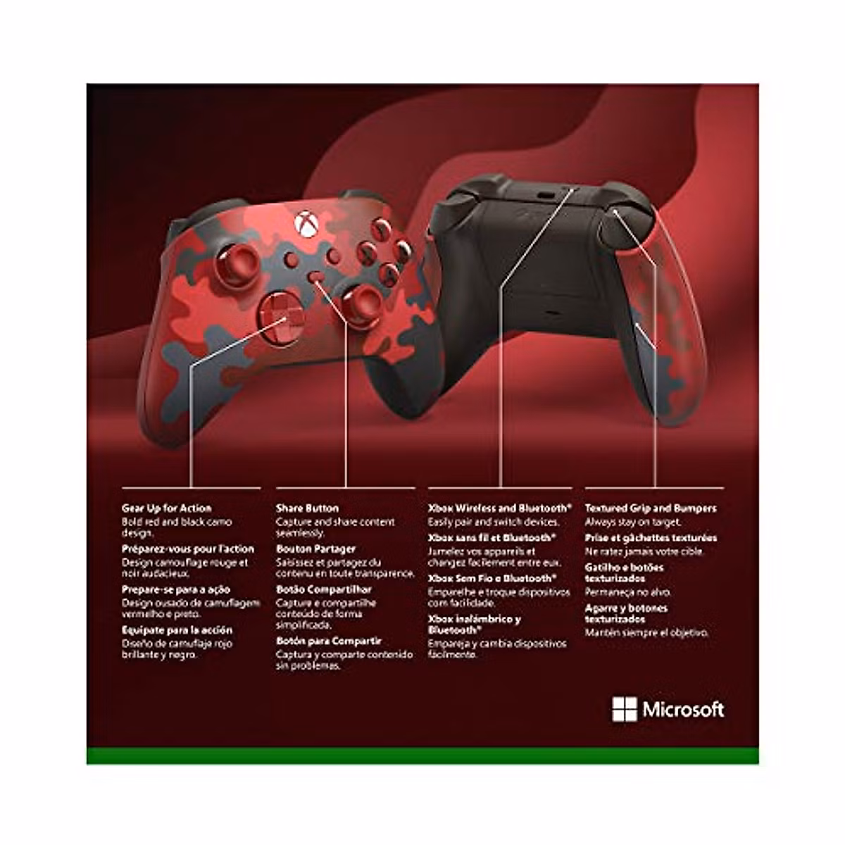 Xbox Wireless Controller Daystrike Camo - Wireless & Bluetooth Connectivity - New Hybrid D-Pad - New Share Button - Featuring Textured Grip - Easily Pair & Switch Between Devices