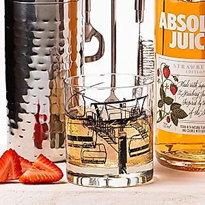 Black Lantern Whiskey Glasses – Rock Glass and Small Tumblers, Ski Lift Whiskey Glass – Mountain Decor Ski Lodge and Cabin Decor - Kitchen Cups - Ski Lift Drinking Glass