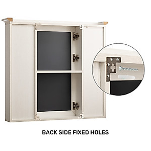 ALIMORDEN Mirror Medicine Cabinet with Shelves, Bathroom Wall Storage Cabinet, 30 Inch x 28 Inch, Over The Vanity, Toilet (No Back Board), White with Wood Grain