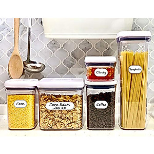 Removable Waterproof Food Labels, Write-on Kitchen Labels for POP Food Storage Containers, Jars and Home Organization, Pantry & Spice Sticker, Pack of 64